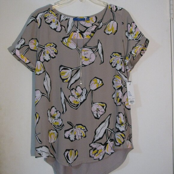 Apt. 9 | Tops | Apt 9 Blouse Medium Nwt 3 Gray With Floral Print Pink ...